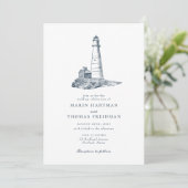 Nautical Lighthouse Ocean Seaside Wedding Invitation | Zazzle