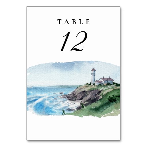Nautical Lighthouse Wedding Table Number | Zazzle