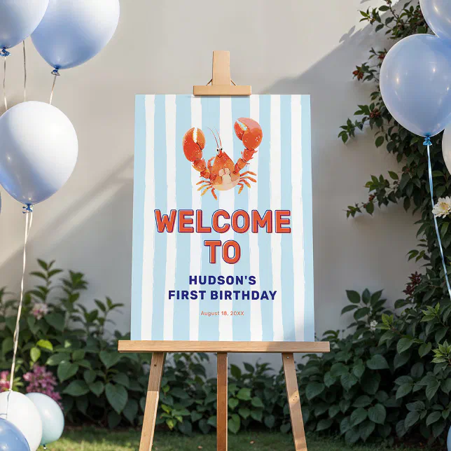 Nautical Lobster Birthday Welcome Sign | Zazzle