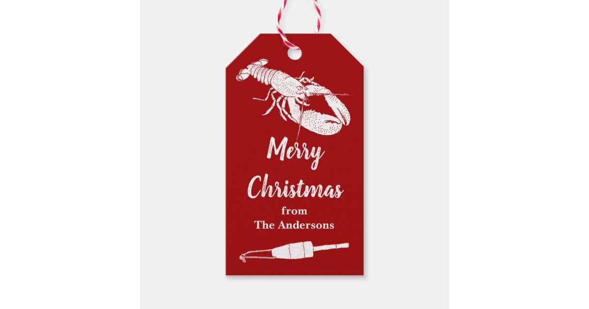 Nautical Lobster Personalized Christmas Gift Tags | Zazzle