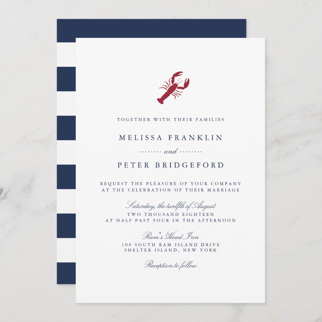 Nautical Lobster Wedding Invitation | Zazzle