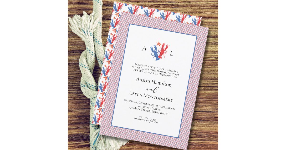 Nautical Love Lobster Wedding Invitation | Zazzle