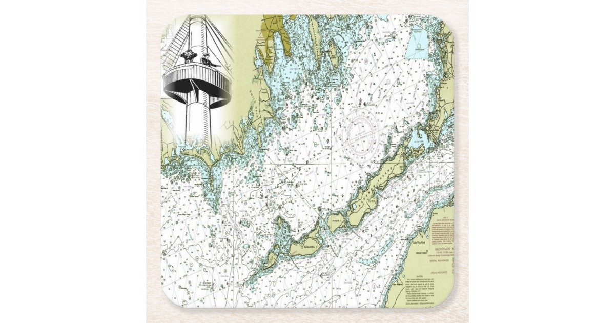 Nautical Map Buzzards Bay coaster | Zazzle