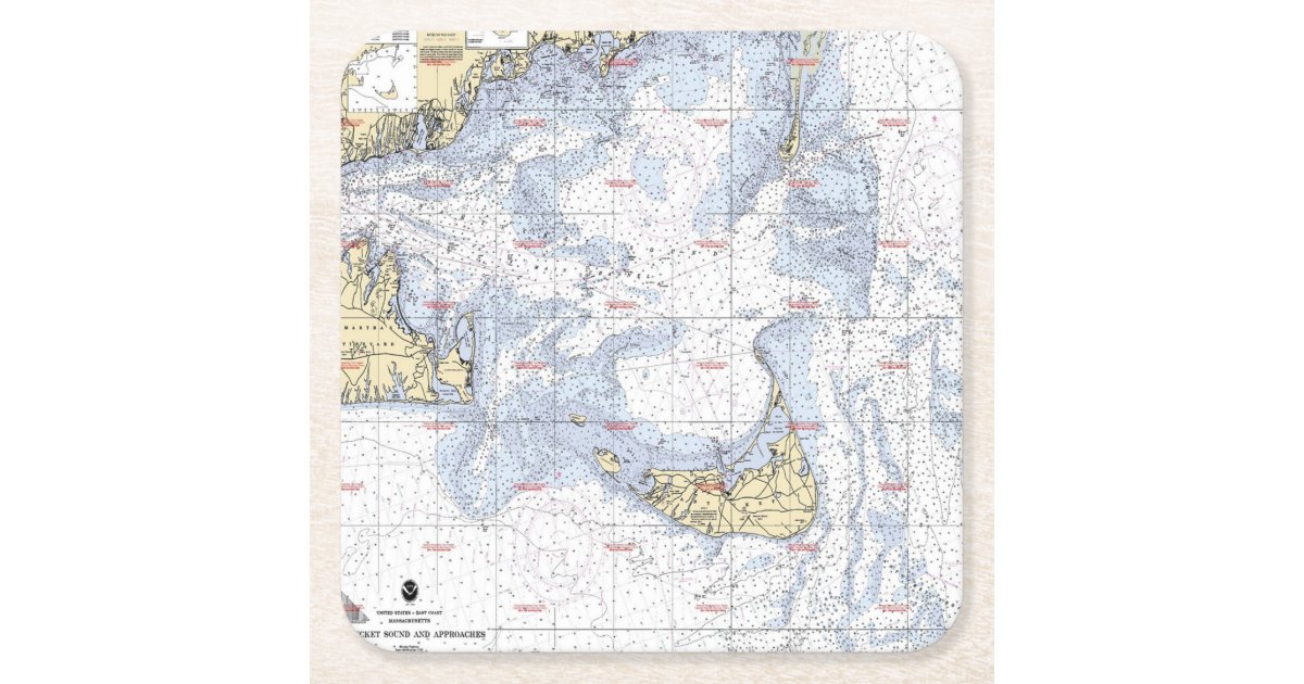 Nautical Map coaster of Nantucket | Zazzle