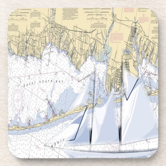 Nautical Map Great South Bay New York coasters. Beverage Coaster ...