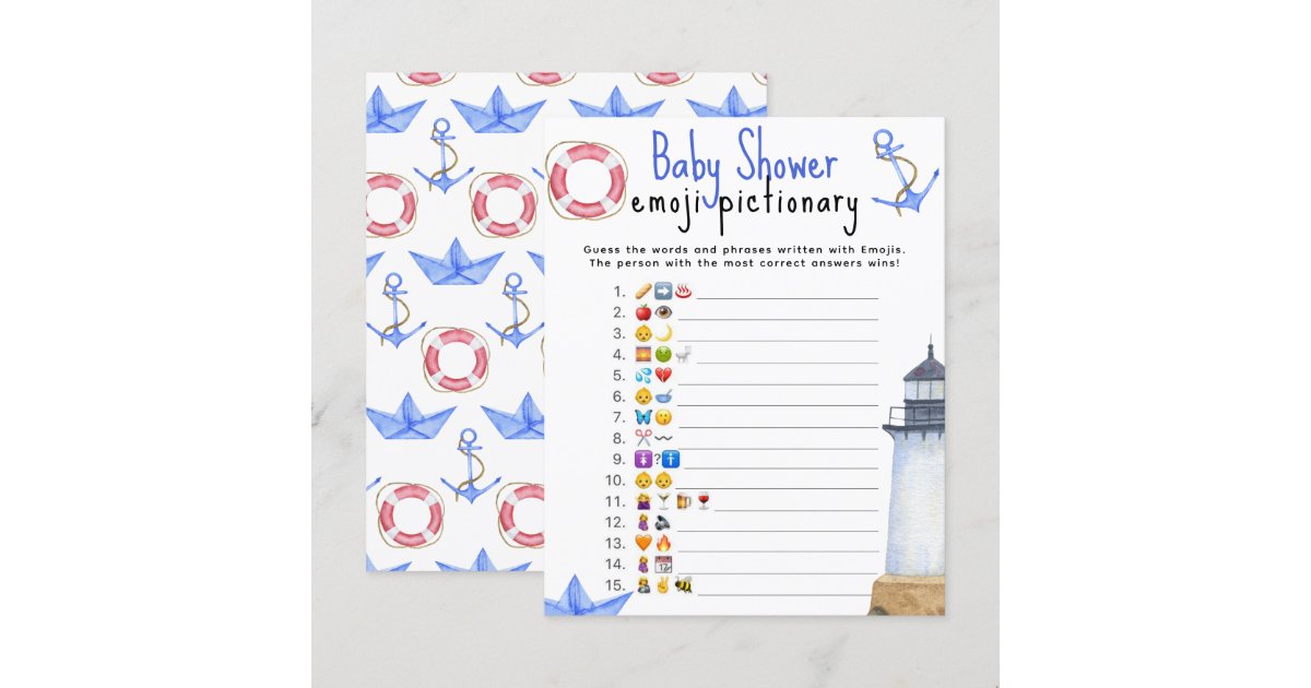 Nautical marine - Emoji picture game baby shower | Zazzle