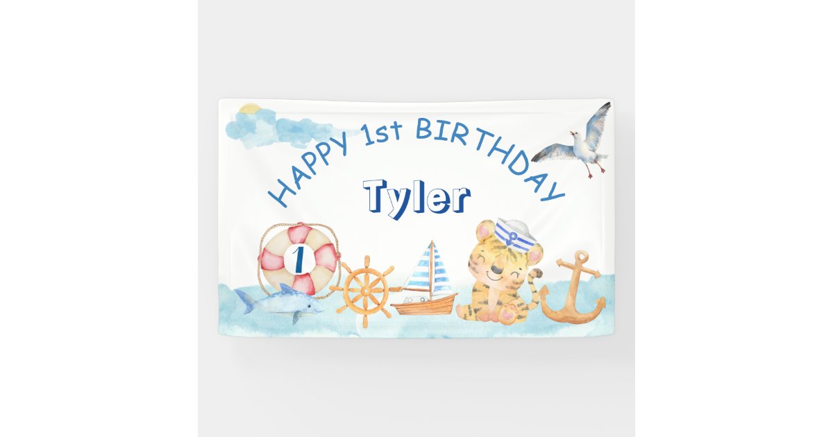 Nautical marine sailing theme pastel watercolor banner | Zazzle