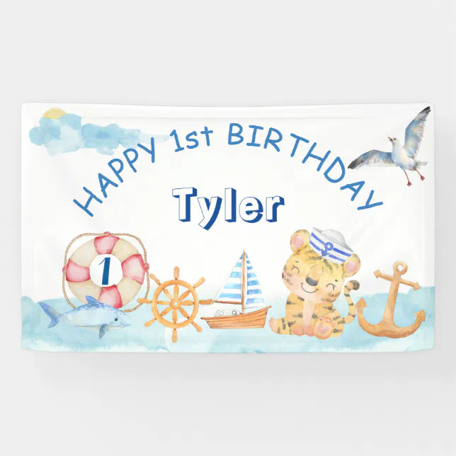 Nautical marine sailing theme pastel watercolor banner | Zazzle