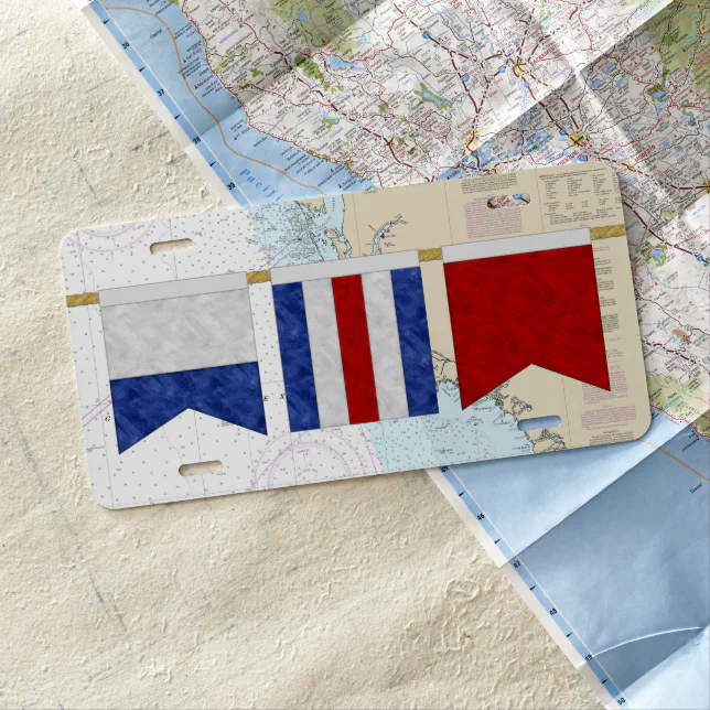 Nautical Maritime Flag Monogram | Nautical Chart License Plate | Zazzle