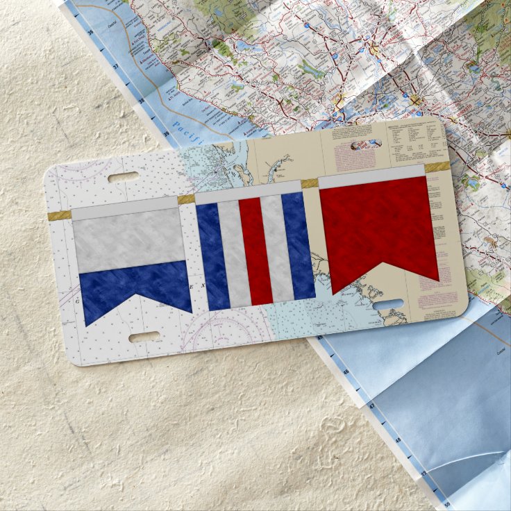 Nautical Maritime Flag Monogram | Nautical Chart License Plate | Zazzle