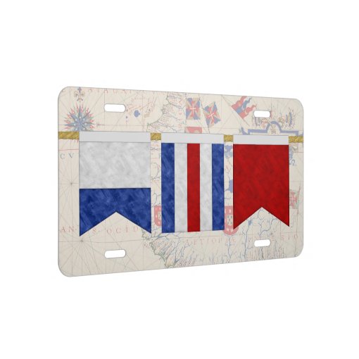 Nautical Maritime Flag Monogram | Old Map License Plate | Zazzle