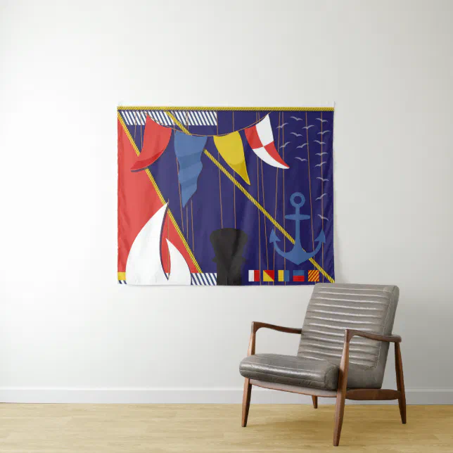 Nautical Maritime Flags Yacht Wall Covering Tapestry | Zazzle