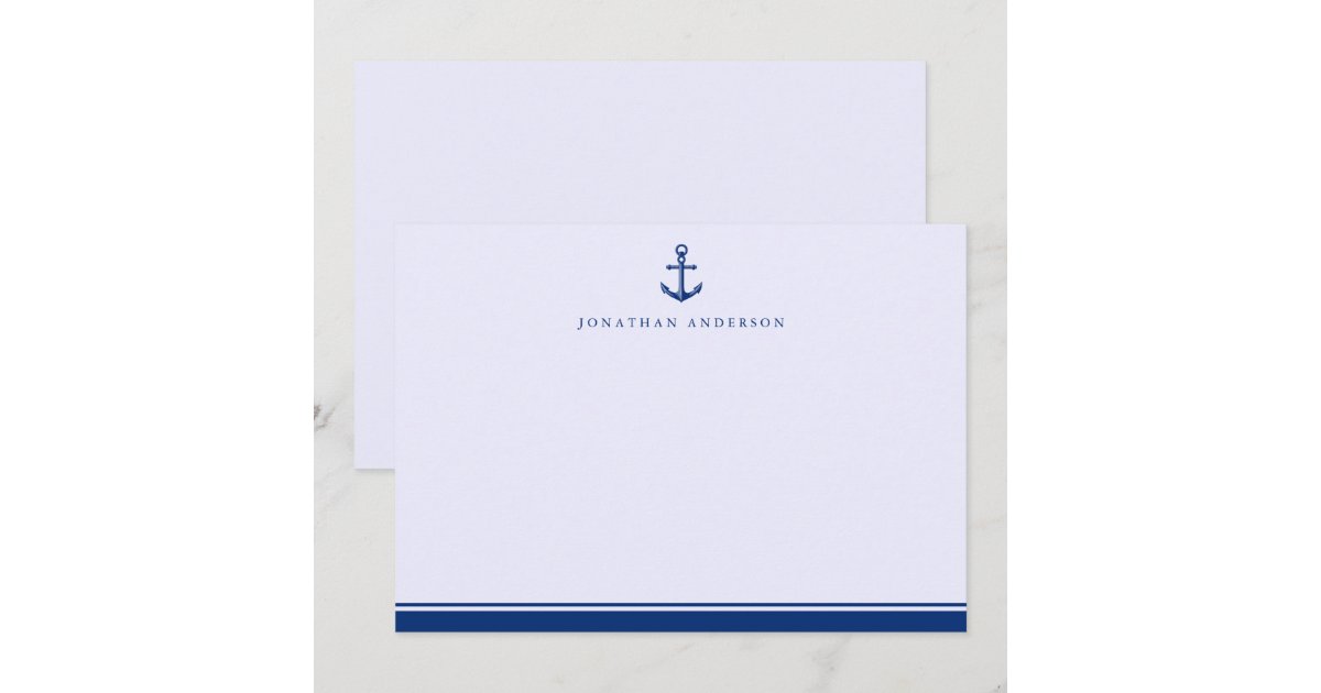 Nautical Maritime Navy Blue Anchor Correspondence Note Card | Zazzle
