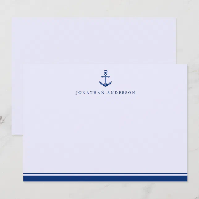 Nautical Maritime Navy Blue Anchor Correspondence Note Card | Zazzle