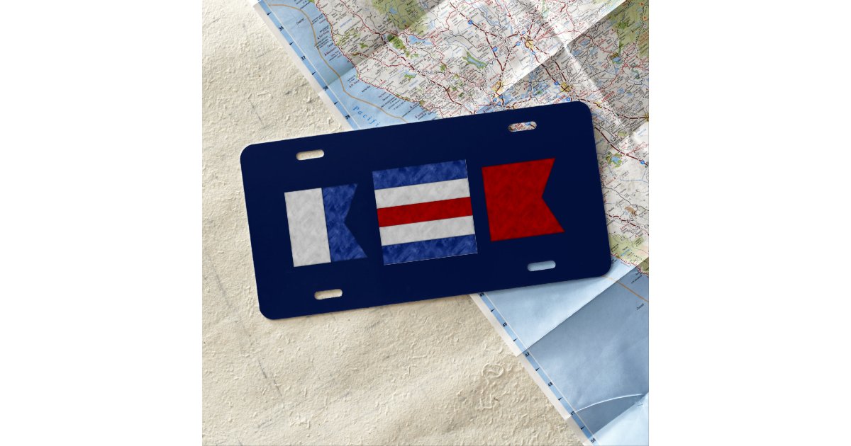 Nautical Maritime Signal Flag Monogram | Navy Blue License Plate | Zazzle