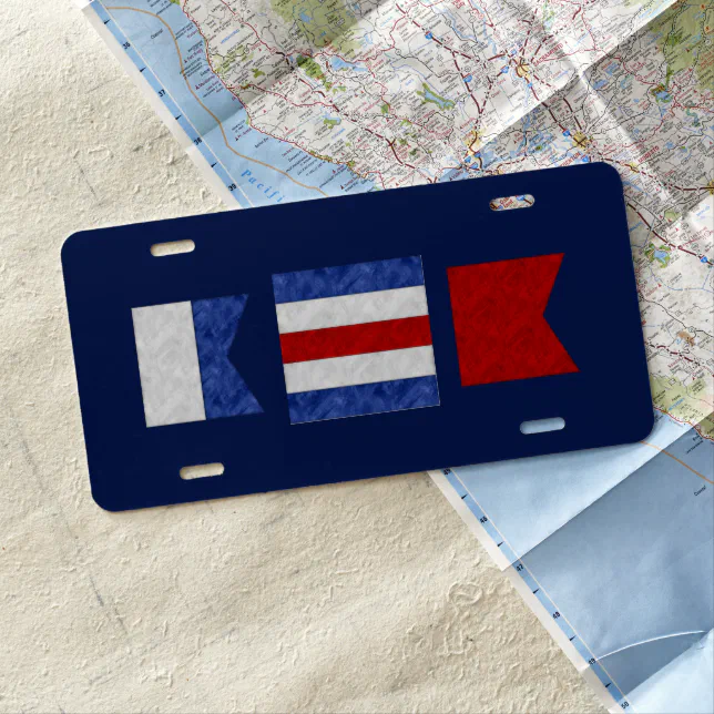 Nautical Maritime Signal Flag Monogram | Navy Blue License Plate | Zazzle