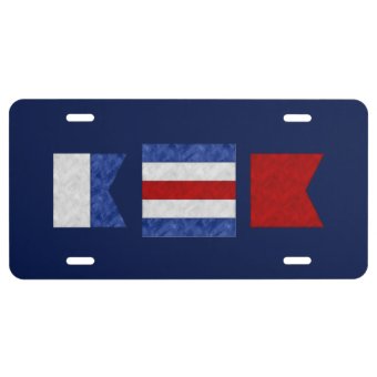 Nautical Maritime Signal Flag Monogram | Navy Blue License Plate | Zazzle