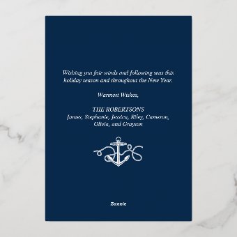 Nautical Merry Christmas Anchor Navy Gold Foil Holiday Card | Zazzle