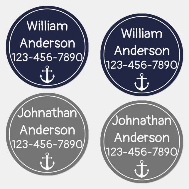 Nautical Midnight Blue and Gray Kids' Labels | Zazzle