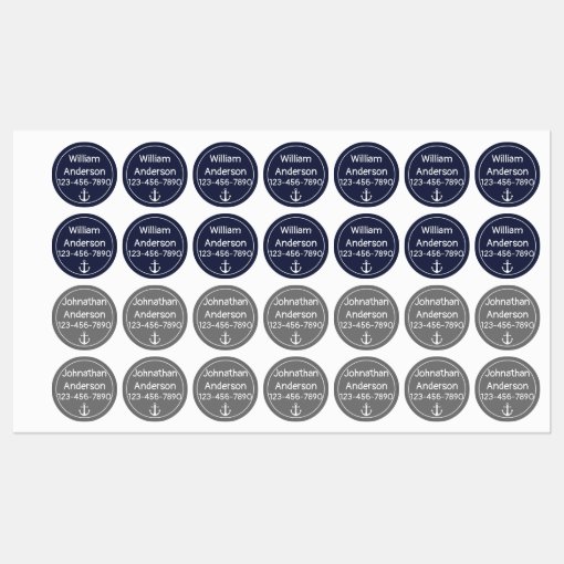 Nautical Midnight Blue and Gray Kids' Labels | Zazzle