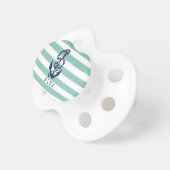 Nautical Mint Stripe Anchor Personalized Pacifier | Zazzle