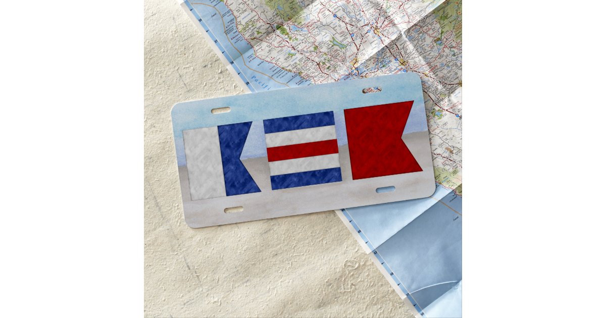 Nautical Monogram Signal Flag | Sea & Sand License Plate | Zazzle