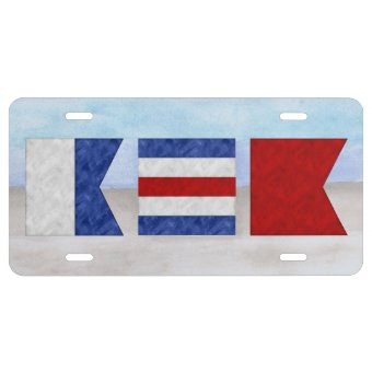 Nautical Monogram Signal Flag | Sea & Sand License Plate | Zazzle