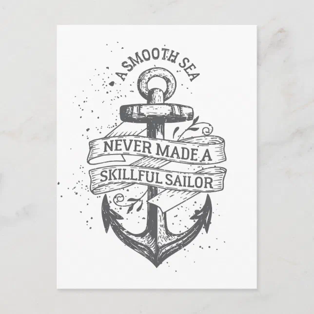 Nautical motivational sailor quote postcard | Zazzle