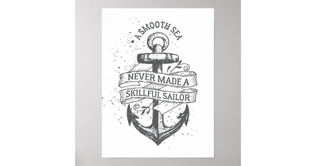 Nautical motivational sailor quote poster | Zazzle