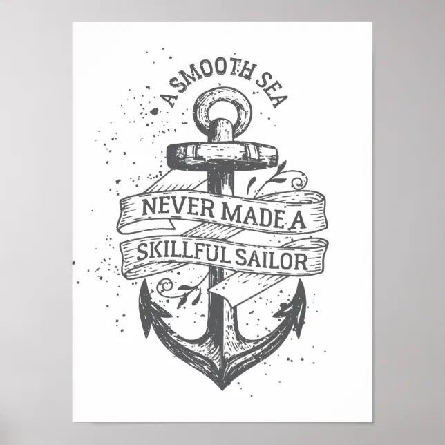 Nautical motivational sailor quote poster | Zazzle
