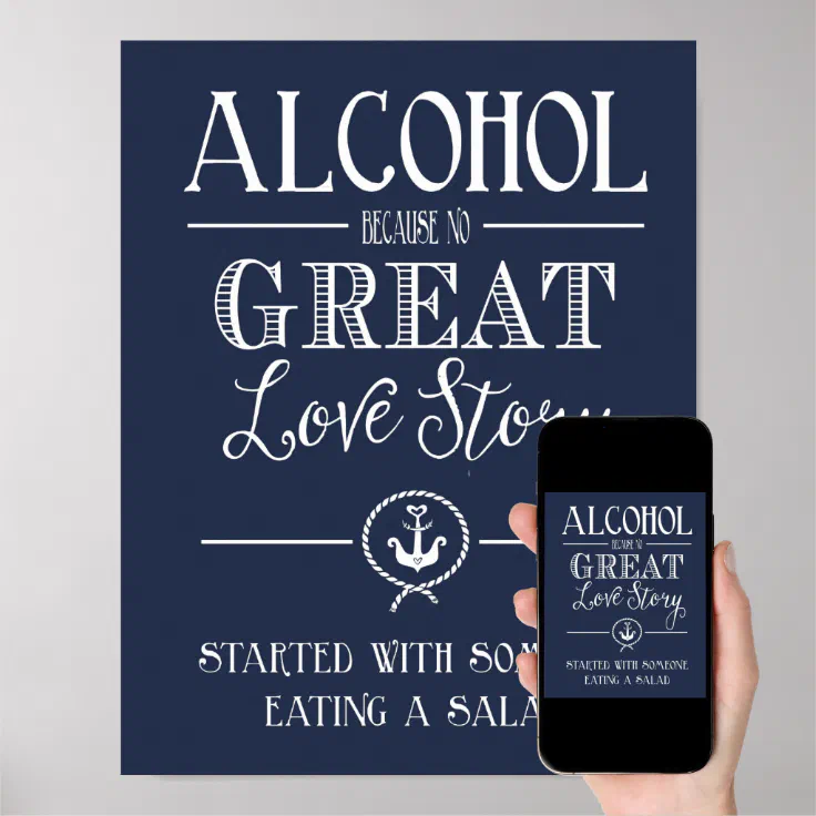 Nautical Navy Alcohol love story print | Zazzle