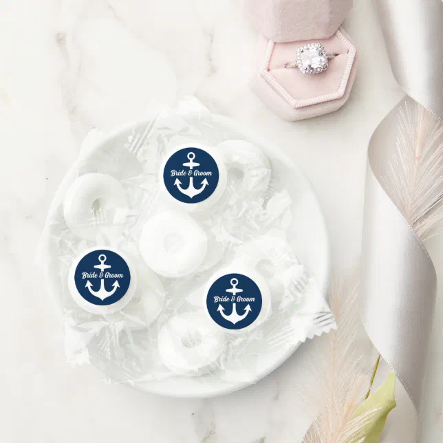 Nautical Navy Anchor Custom Wedding Monogram Life Saver® Mints | Zazzle