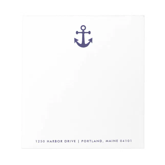 Nautical Navy Anchor on White Notepad | Zazzle