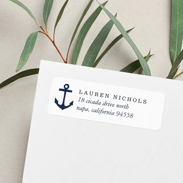 Nautical Navy Anchor Return Address Label | Zazzle