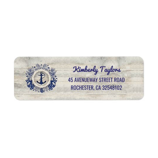Nautical Navy Anchor Rustic Driftwood Beach Label | Zazzle.com