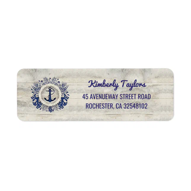 Nautical Navy Anchor Rustic Driftwood Beach Label | Zazzle