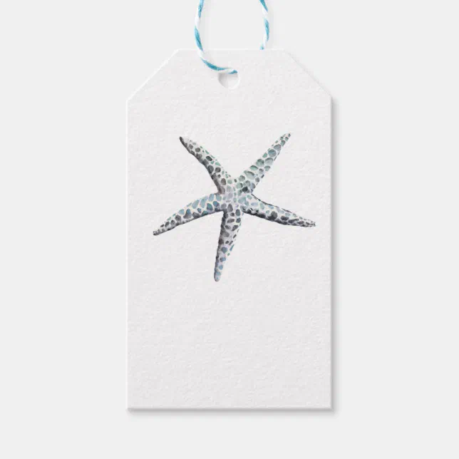 Nautical Navy and Pastel Light Blue Ocean Starfish Gift Tags | Zazzle