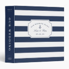 Nautical Anchor Navy Diag Stripe 2A Wedding Binder | Zazzle.com