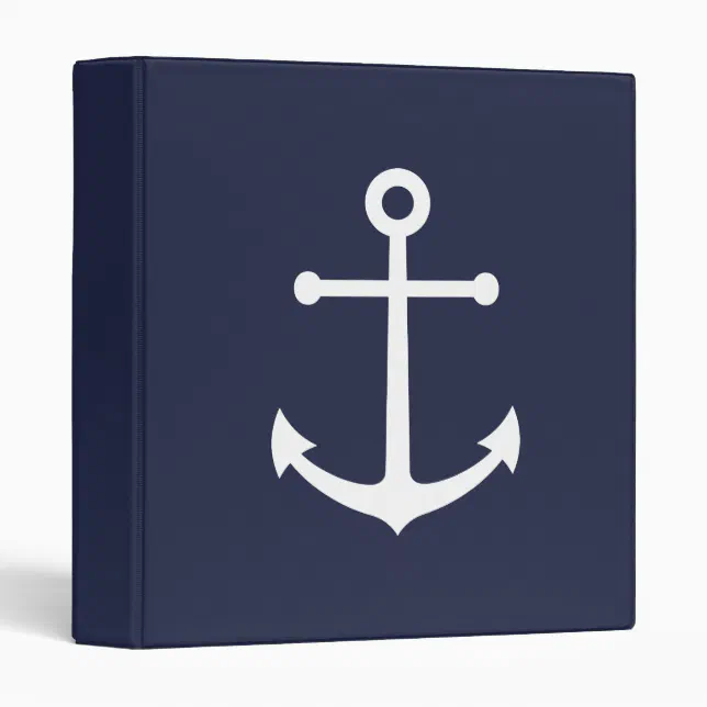 Nautical Navy Blue Anchor 3 Ring Binder | Zazzle