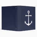 Nautical Navy Blue Anchor 3 Ring Binder | Zazzle