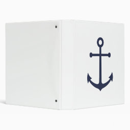 Nautical Navy Blue Anchor 3 Ring Binder | Zazzle