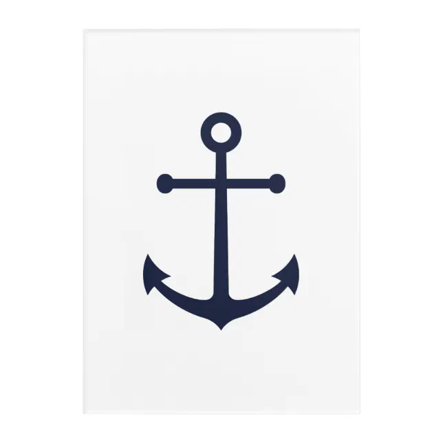 Nautical Navy Blue Anchor Acrylic Print | Zazzle