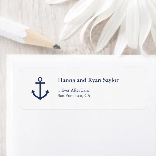 Nautical Navy Blue Anchor Address Labels | Zazzle