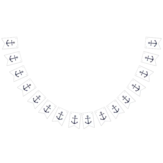 Nautical Navy Blue Anchor Bunting Flags | Zazzle