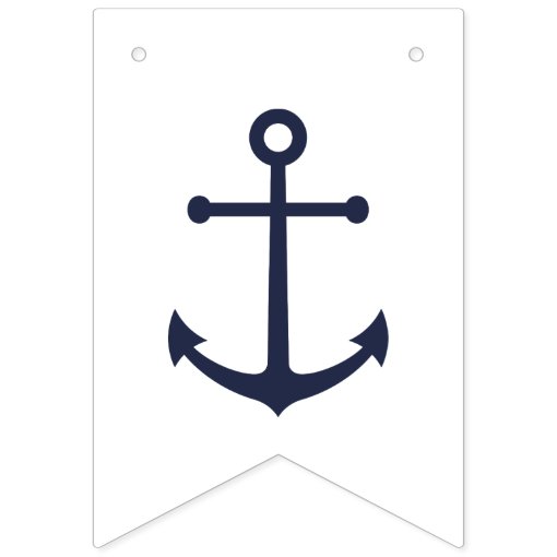 Nautical Navy Blue Anchor Bunting Flags | Zazzle