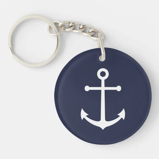 Nautical Navy Blue Anchor Keychain | Zazzle
