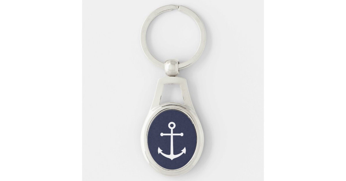 Nautical Navy Blue Anchor Keychain | Zazzle