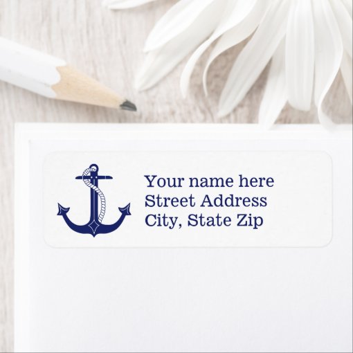 Nautical Navy Blue Anchor Label | Zazzle