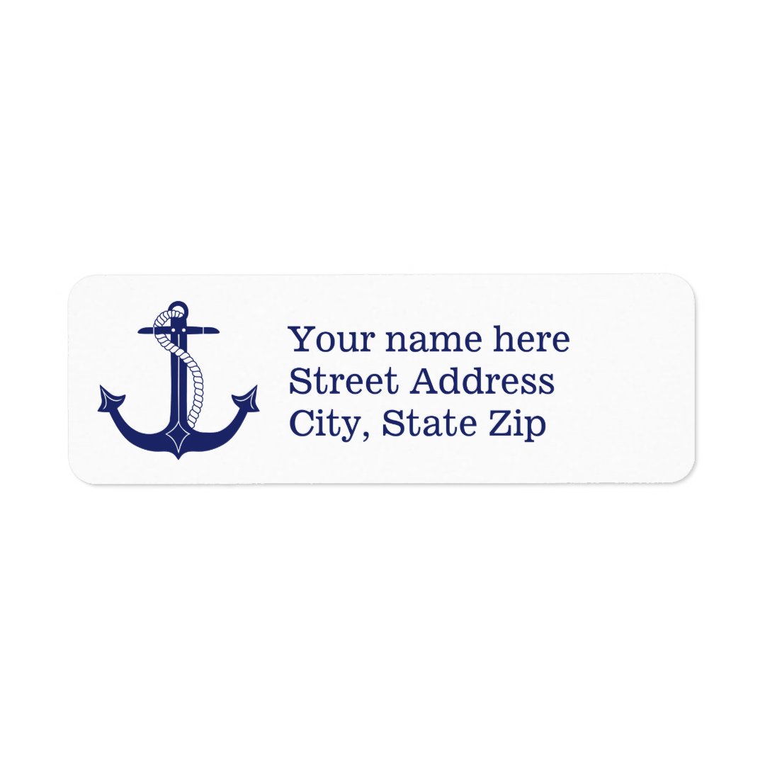 Nautical Navy Blue Anchor Label | Zazzle