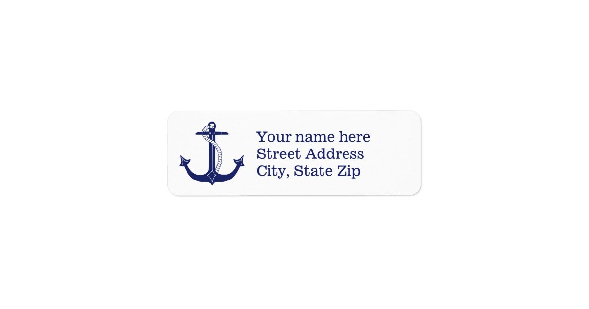 Nautical Navy Blue Anchor Label | Zazzle